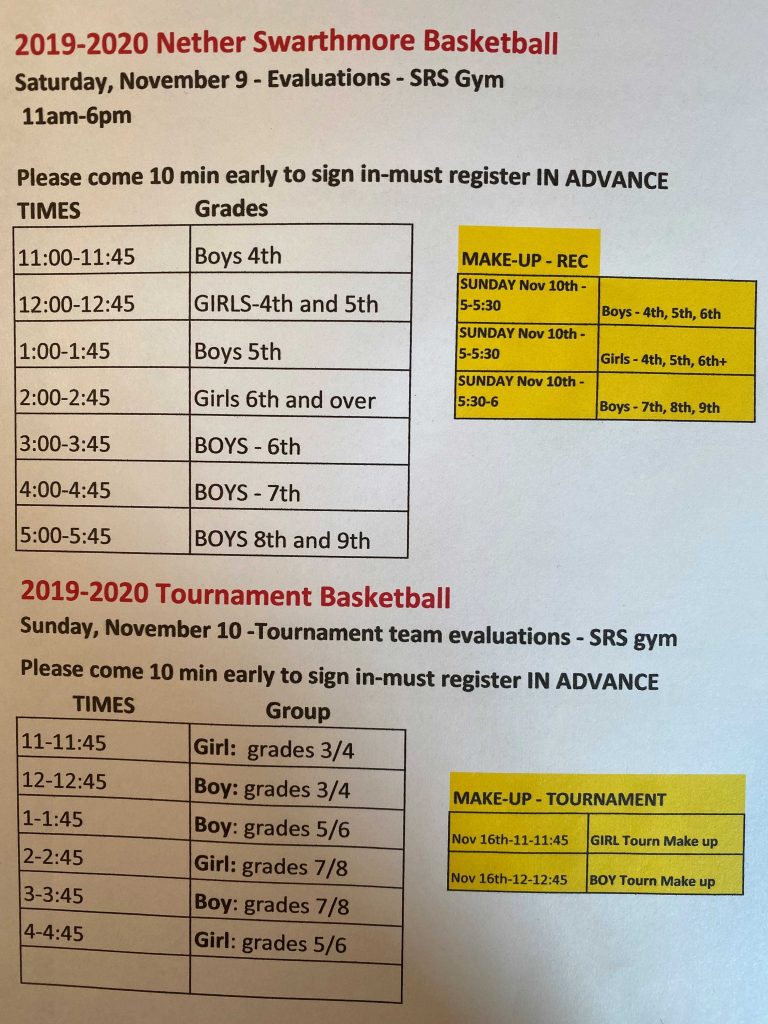 schedule 3 – Swarthmore Recreation Association